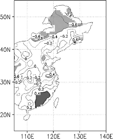 Partial Correlation Coefficients Of The Summer Precipitation With The