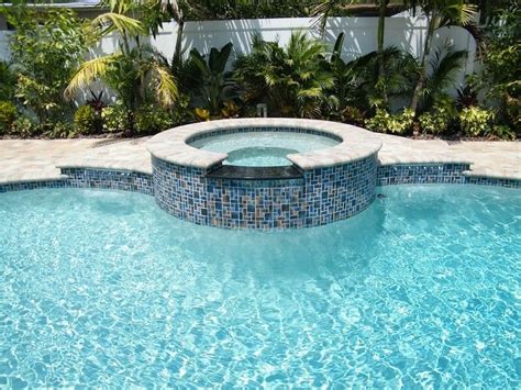 Glass Tile Spa Hot Tub Backyard Pool Hot Tub Pool Tile
