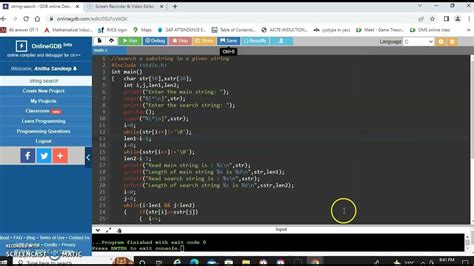 c program to search a substring in a main string youtube