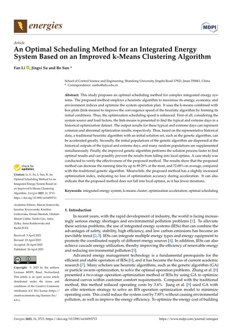 pdf an optimal scheduling method for an integrated energy system