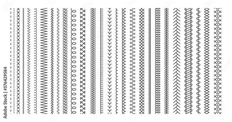 Vector Sewing Machine Stitches Seamless Sewing Seam Lines Pattern For