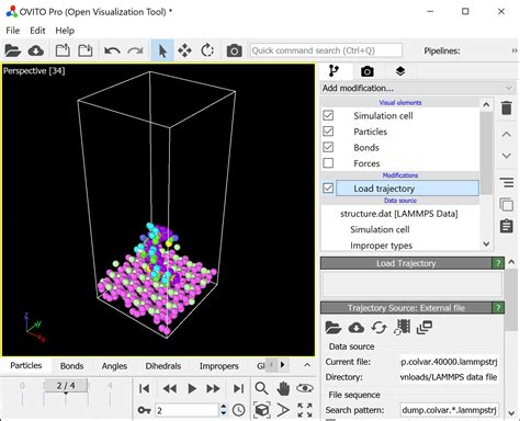 loading lammps data file visualize bond in dump file forum ovito