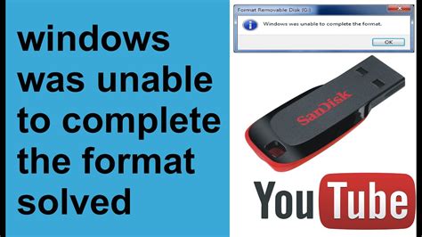 how to fix windows was unable to complete the format youtube