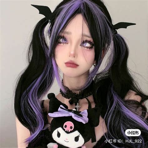 Cute Cosplay Preety Girls Puffy Hair Makeup Face Charts Goth Look