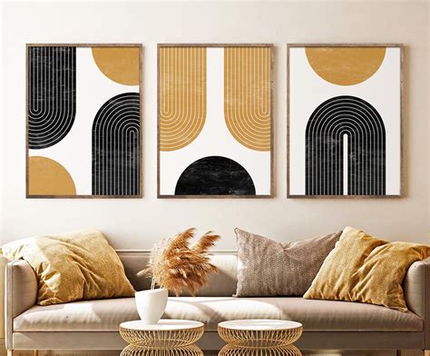 Printable Geometric Art Set Of 3 Mid Century Modern Art Set Boho Art