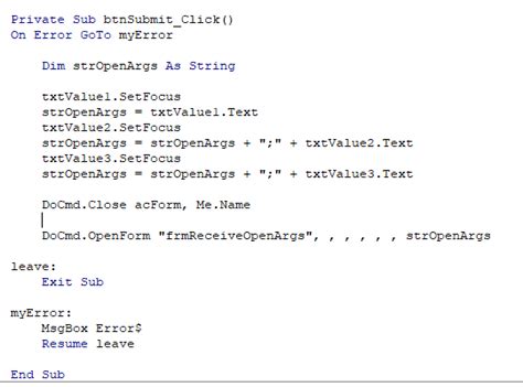 microsoft access tips passing multiple values via the