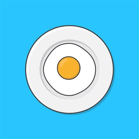Premium Vector Fried Egg On A Plate Isolated On Blue