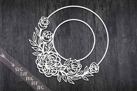 Flower Wreath Paper Cut Svg Monogram Flowers Papercutting Template By