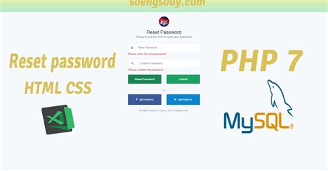 php mysql reset password when login form with validation
