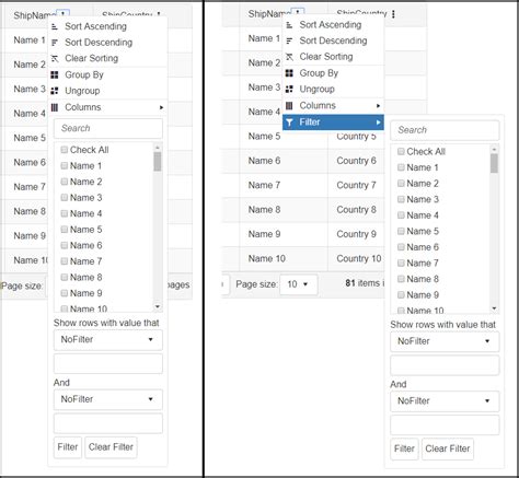 place the radgrid excel like filter inside a submenu in ui for asp