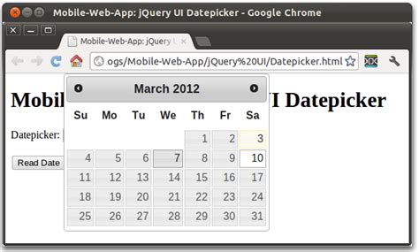 mobile web app jquery ui datepicker