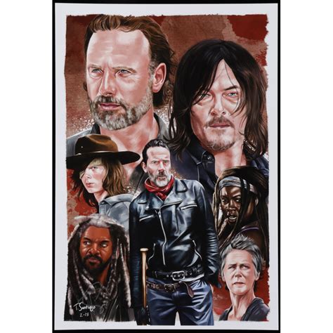 Tony Santiago The Walking Dead 13x19 Signed Lithograph Pa