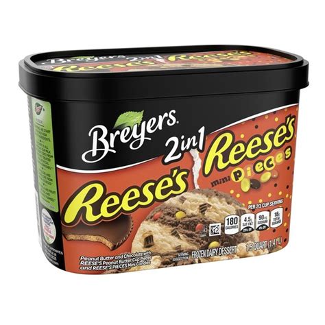 Breyers Frozen Dairy Dessert 2in1 Reeses Reeses Pieces 1 5 Qt From