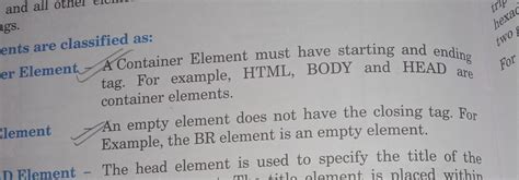 what is the differemce between container element and empty element