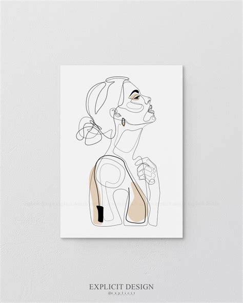 Abstract Line Illustration Minimal Face Drawing In Lines Etsy