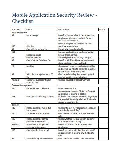 free 10 application security checklist templates in pdf ms word