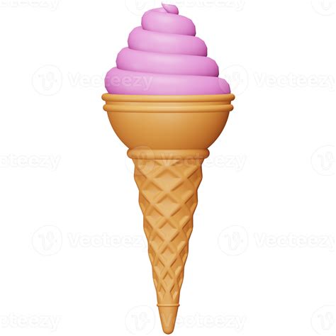 Strawberry Ice Cream Cone 3d Rendering Isometric Icon 16326170 Png