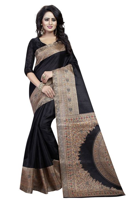 Malhari Black Bhagalpuri Silk Saree Buy Malhari Black Bhagalpuri Silk