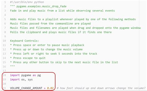 analyze pygame example project music drop fade py part