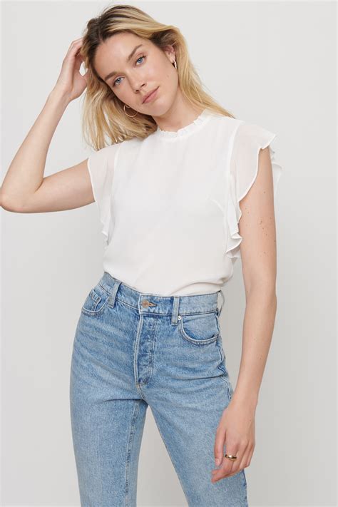 chiffon flutter sleeve top