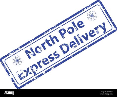 North Pole Express Delivery Rubber Stamp Label Vector Of Stamp To