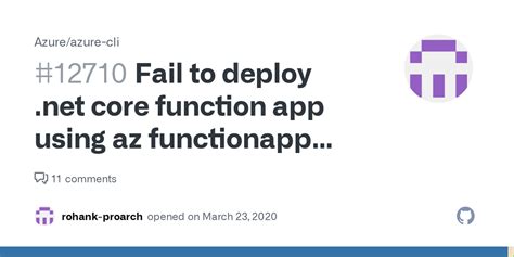 fail to deploy core function app using az functionapp deployment