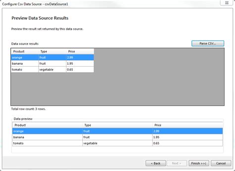 csvdatasource wizard at a glance telerik reporting