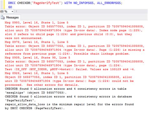 undetected sql server data corruption with database page verify option