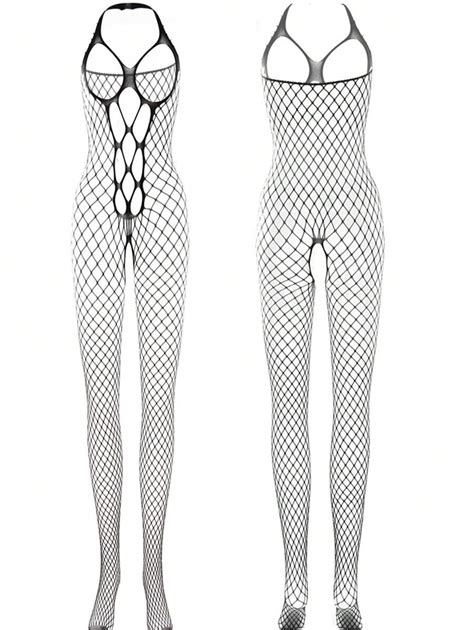 1pc Sexy Lingerie Plus Size Full Body Stocking Open Crotch Hollow Out