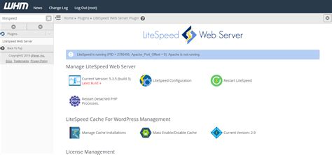 install litespeed web server in cpanel unbrick id