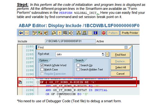 easy step to debug a smartform abap development scn wiki