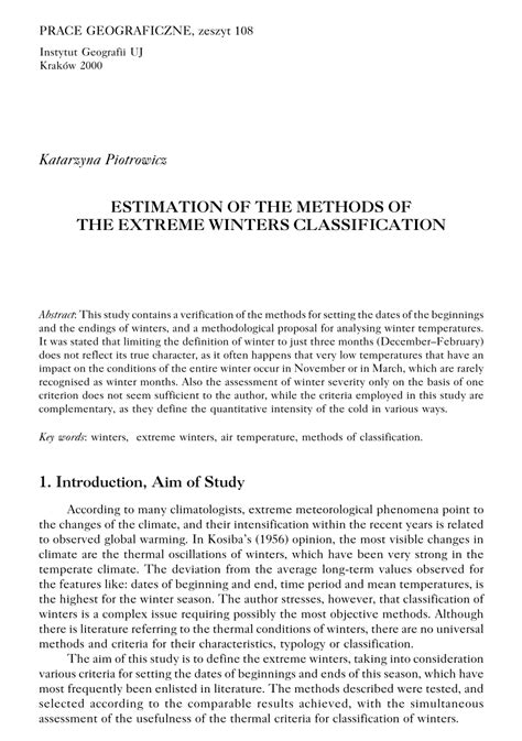 pdf estimation of the methods the extreme winters classification