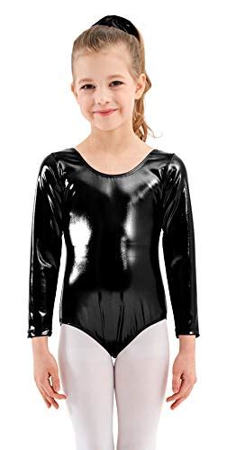 Mvefward Girls Long Sleeve Metallic Leotard Gymnastic Dance Bodysuit