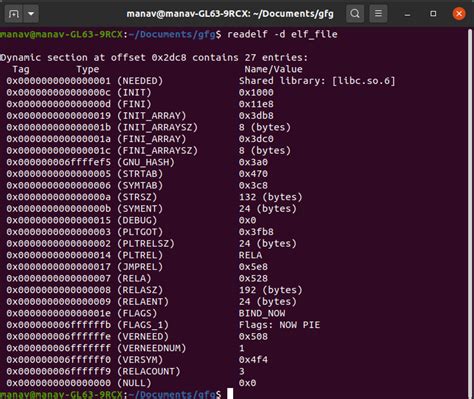 readelf command in linux with examples geeksforgeeks