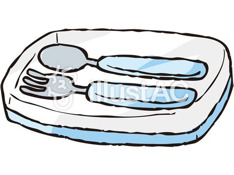 スプーン・フォークセット（青）イラスト No 124274／無料イラストなら「イラストac」