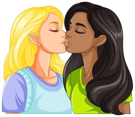 Premium Vector Lesbian Couple Kissing Cartoon Isolated