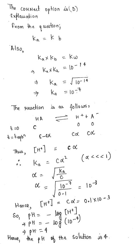 The Dissociation Constant Of A Weak Monoprotic Acid Is Numerically