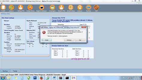 error aplikasi emis data type mismatch in criteria expression guru