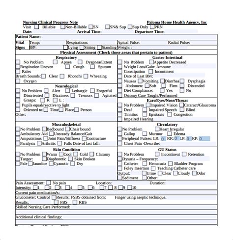 Free 8 Nursing Note Templates In Pdf