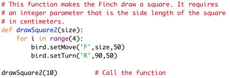 python lesson 10 functions with finch birdbrain technologies