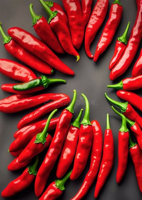 Red Hot Chili Peppers On Black Background Ai Generated Stock