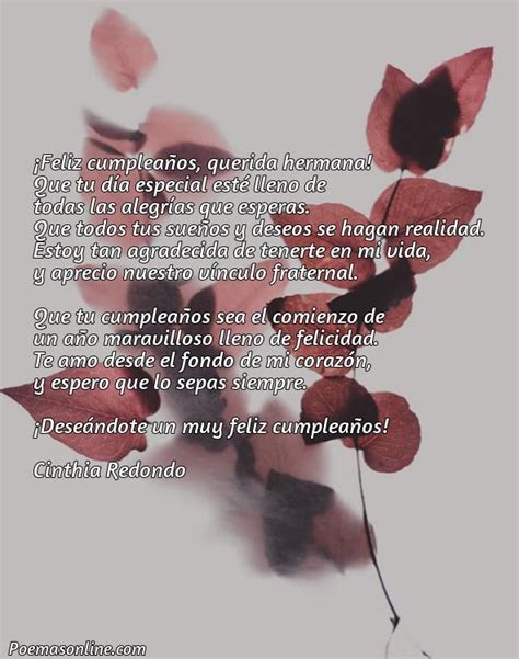 Arriba 69 Images Poemas Para Felicitar A Una Hermana En Su Cumpleaños