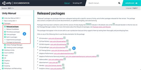 unity manual finding package documentation