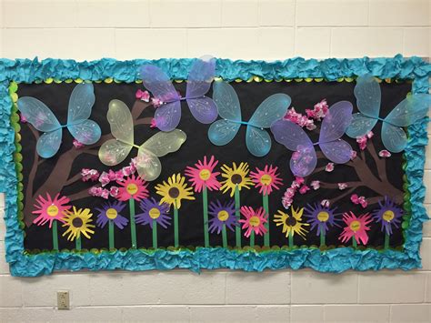 Spring Bulletin Board Handprint Flowers And Butterflies From Dollar