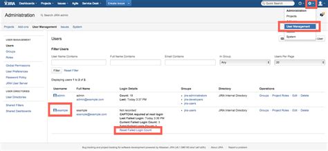 how to reset failed login count from within jira atlassian documentation