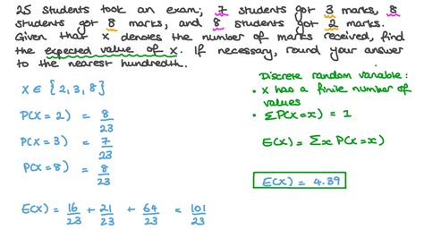 question video determining the expected value of a discrete random