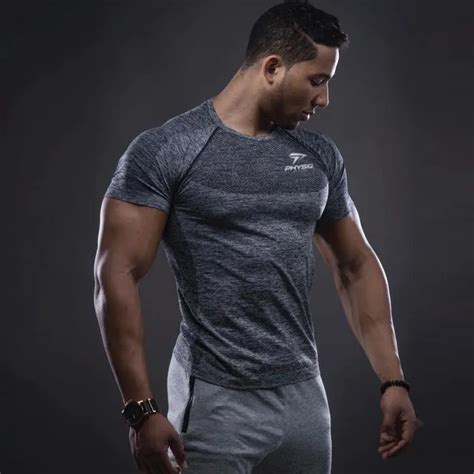 Summer Men T Shirt Gyms Fitnes T Shirt Skinny Elasticity Bodybuilding