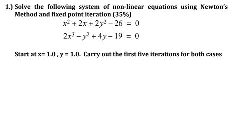 Solved Solve The Following System Of Non Linear Equations
