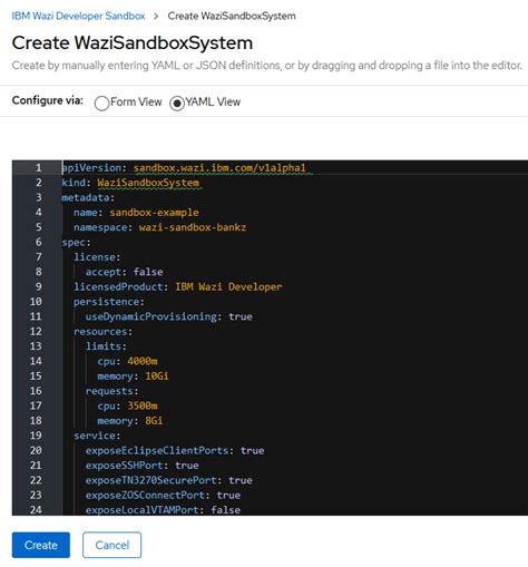 creating a sandbox instance with wazisandboxsystem