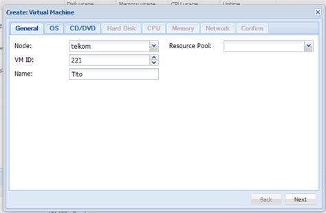 instalasi vm virtual machine di proxmox melalui web browser